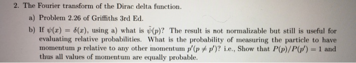 Solved 2. The Fourier transform of the Dirac delta function. | Chegg.com