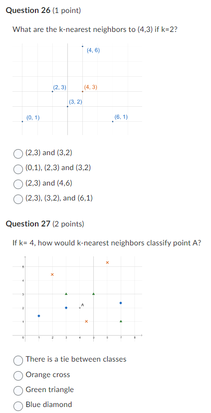 Solved Question 26 (1 ﻿point)What are the k-nearest | Chegg.com