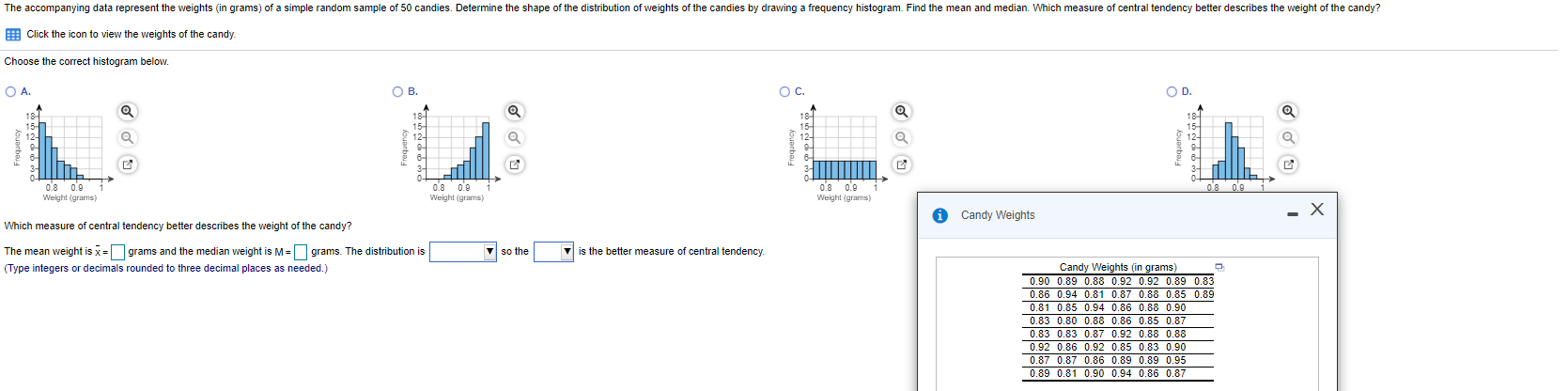 Solved The accompanying data represent the weights (in | Chegg.com