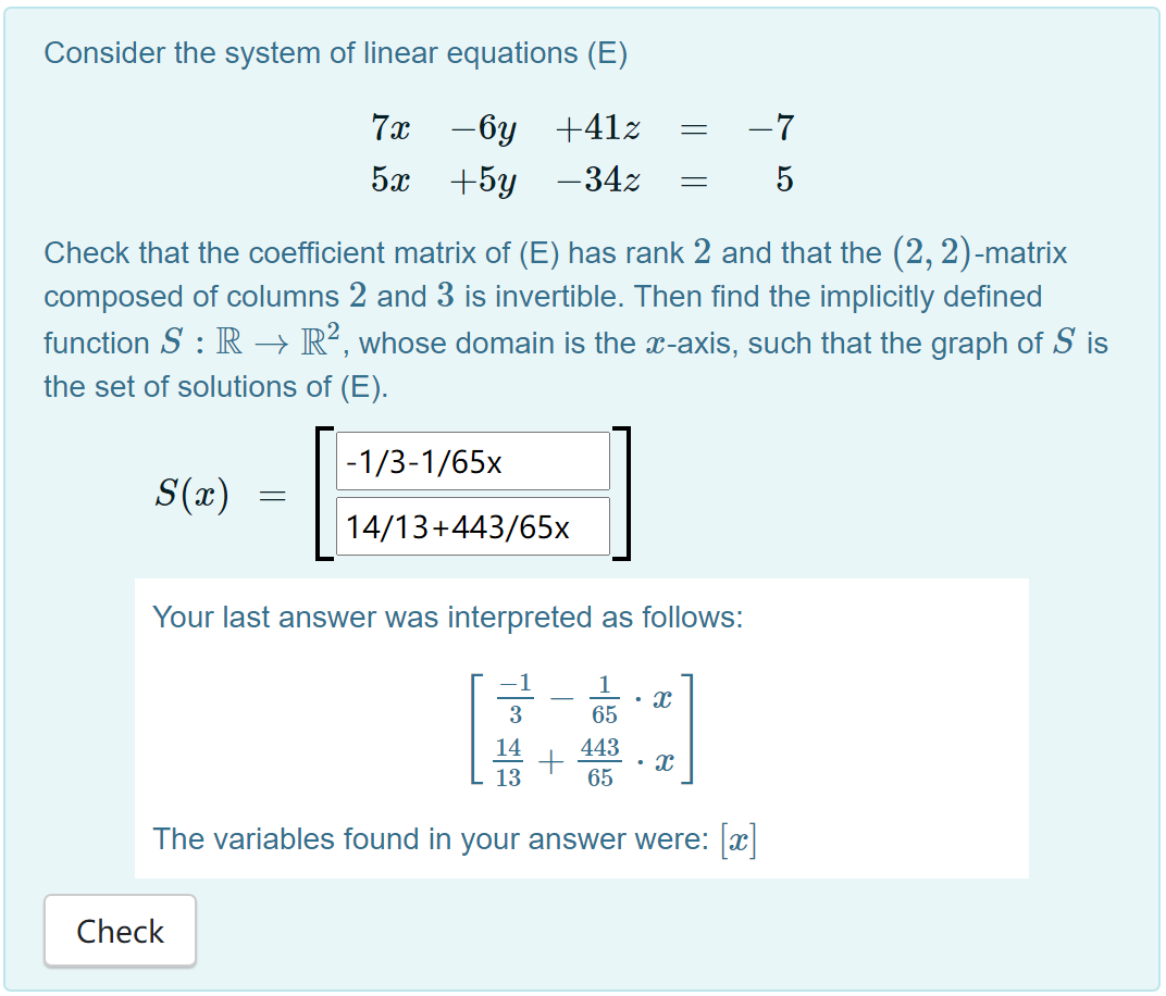 Solved Consider the system of linear equations (E) - -7 7x — | Chegg.com