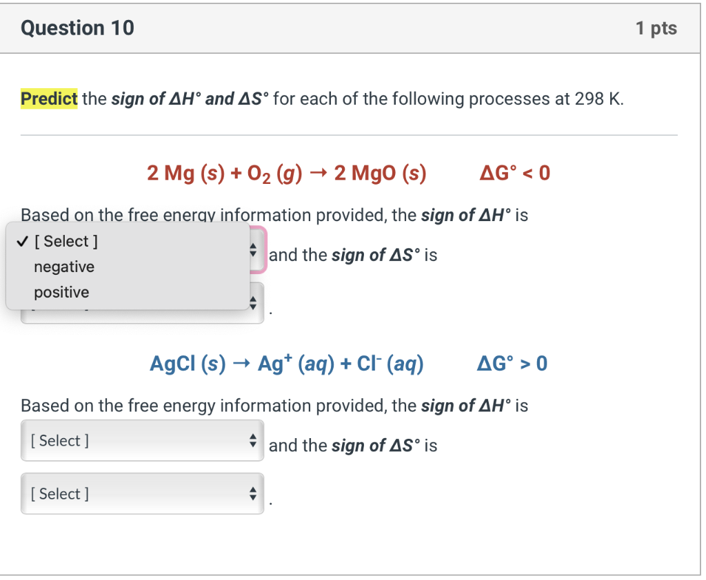 Predict the sign of ΔH∘ and ΔS∘ for each of the | Chegg.com