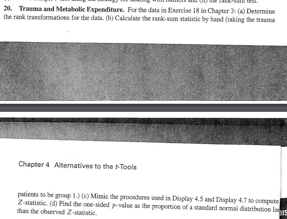 Solved 20. Trauma and Metabolic Expenditure. For the data in | Chegg.com