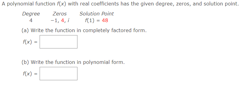 Solved polynomial function f(x) with real coefficients has | Chegg.com