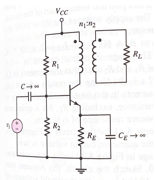 Solved Consider the transformer-coupled common-emitter | Chegg.com