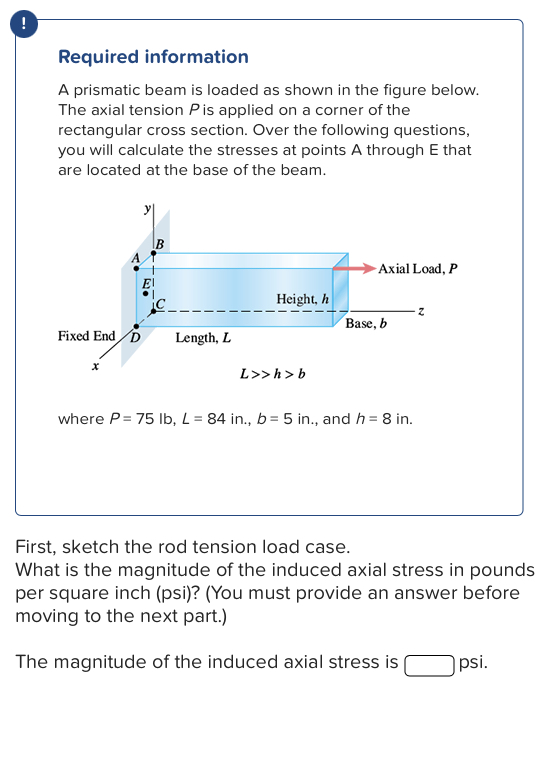 Solved Required information A prismatic beam is loaded as | Chegg.com