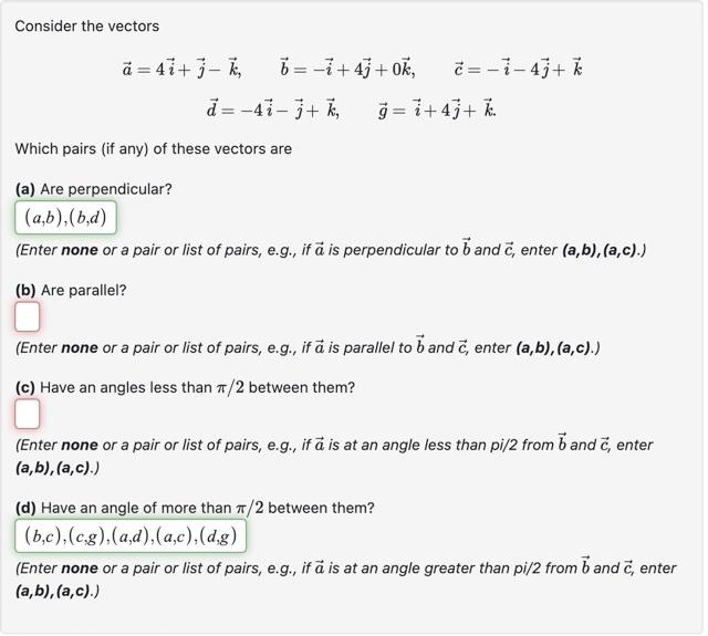 Solved Consider the vectors | Chegg.com
