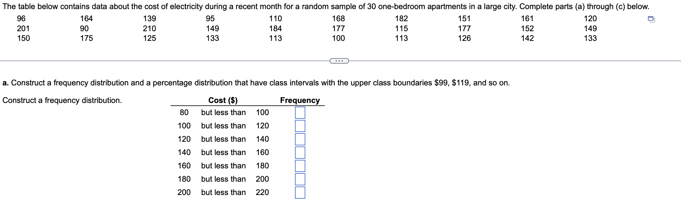 Solved The table below contains data about the cost of | Chegg.com