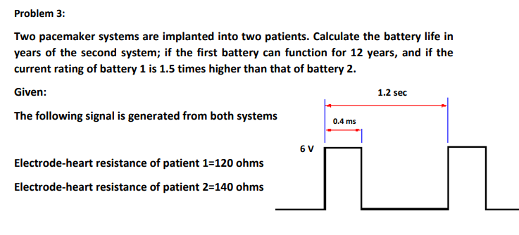 Solved Problem 3: Two pacemaker systems are implanted into | Chegg.com