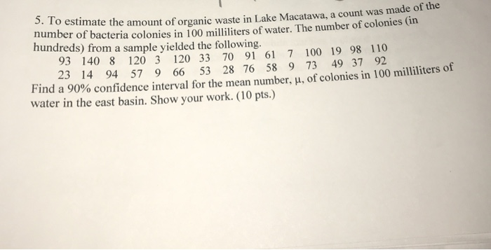 Solved o estimate the amount of organic waste in Lake | Chegg.com