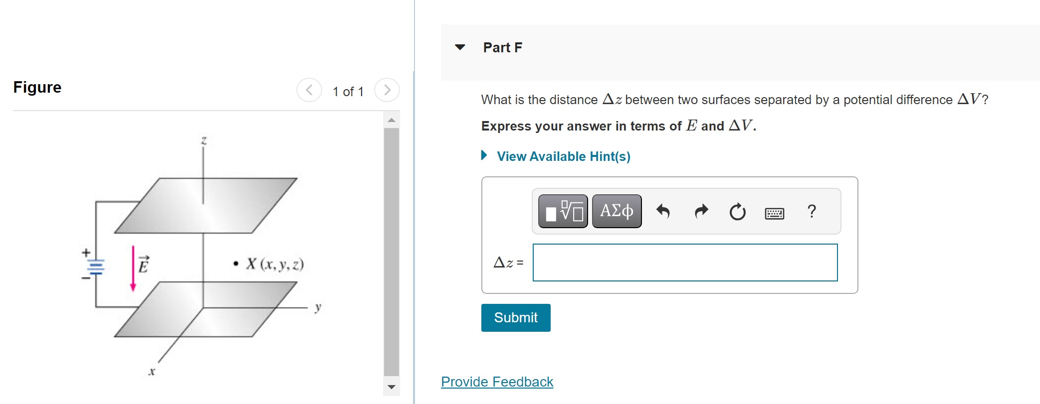 What is the distance Δz between two surfaces | Chegg.com