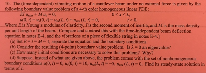 Solved 10. The (time-dependent) vibrating motion of a | Chegg.com