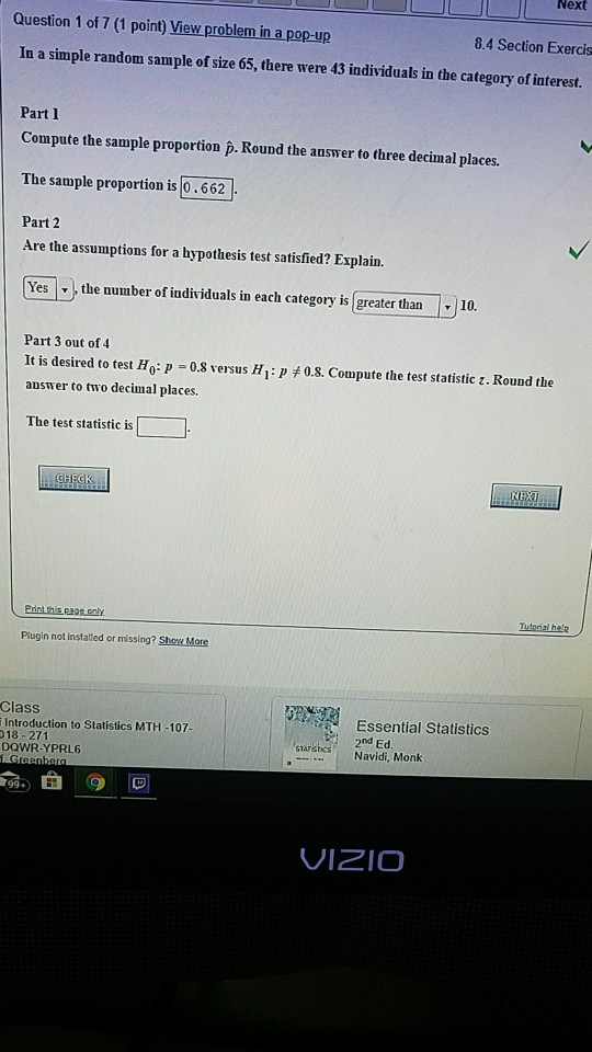 Solved Next Question 1 of 7 (1 point) View problem in a | Chegg.com