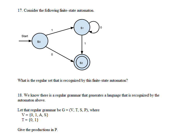 Solved 17 Consider The Following Finite State Automaton