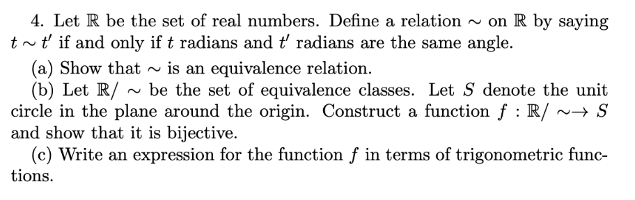 Solved 4. Let R be the set of real numbers. Define a | Chegg.com