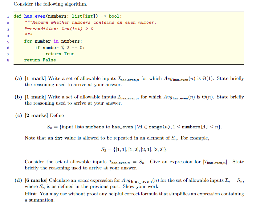 Solved Consider The Following Algorithm Def 