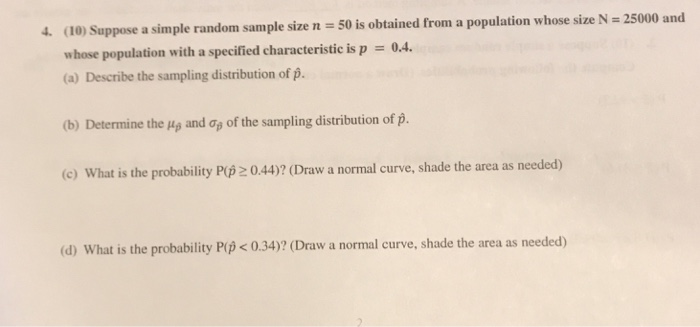 Solved (10) Suppose a simple random sample size n 50 is | Chegg.com