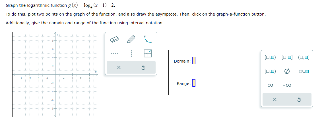 Solved Graph the logarithmic function g(x)=log4(x−1)+2 To do | Chegg.com