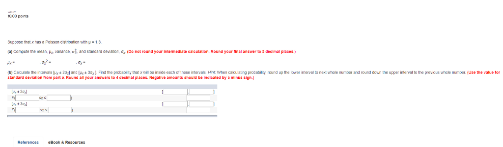 Solved Suppose that x has a Poisson distribution with μ = | Chegg.com