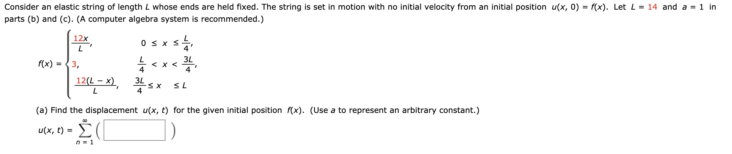 Solved Consider an elastic string of length L whose ends are | Chegg.com