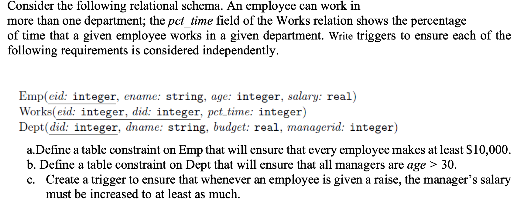 Solved Consider the following relational schema. An employee | Chegg.com