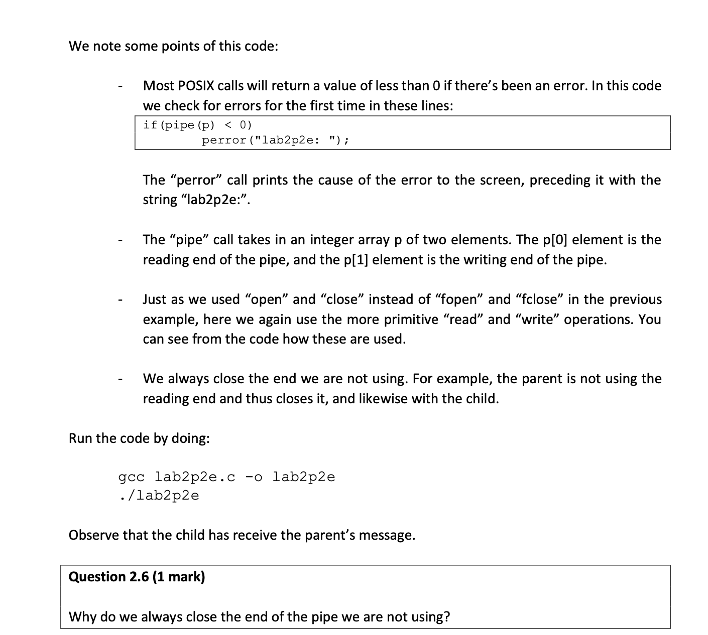Solved e note some points of this code: - Most POSIX calls | Chegg.com