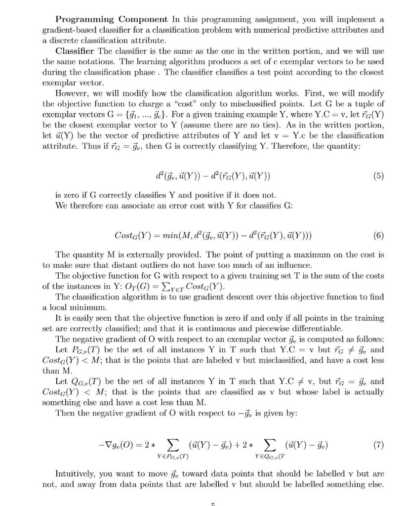 Programming Component In this programming assignment, | Chegg.com