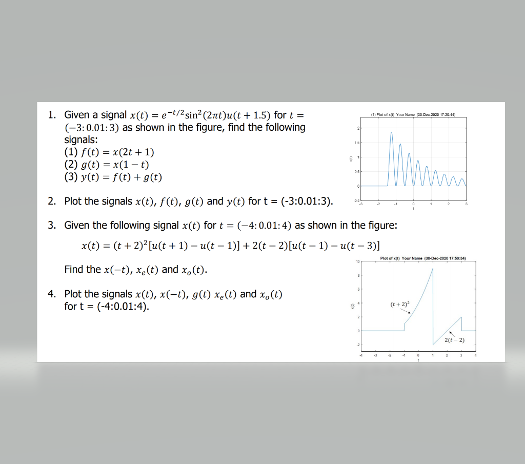 Solved Given a signal 𝑥(𝑡) = 𝑒^-t/2sin^2 (2𝜋𝑡)𝑢(𝑡 + | Chegg.com