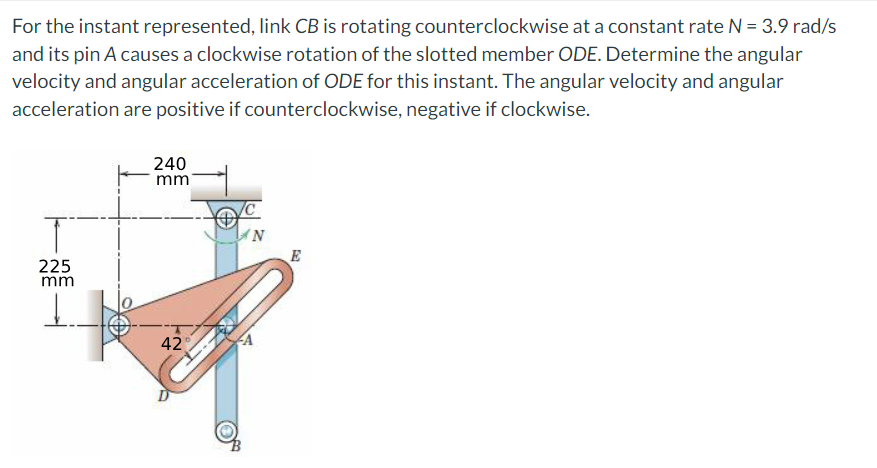 Solved For the instant represented, link CB ﻿is rotating | Chegg.com