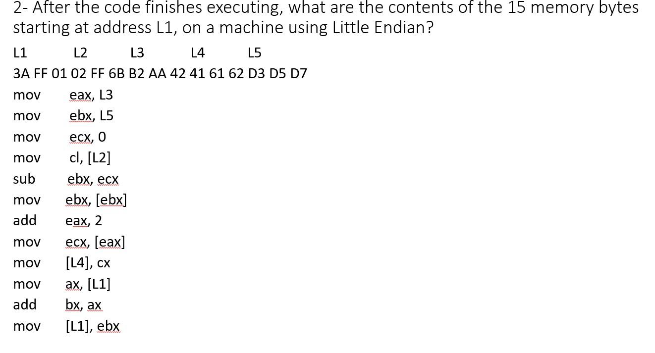 Solved 2- After the code finishes executing, what are the | Chegg.com