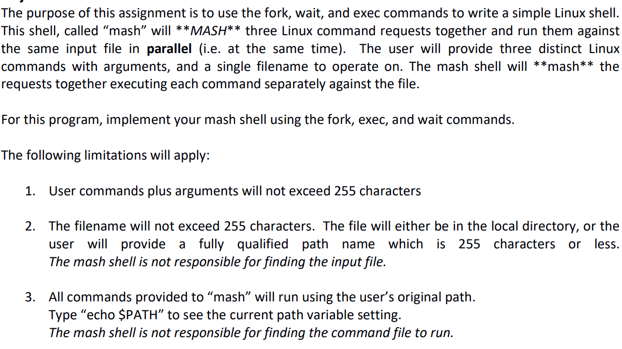 Solved The purpose of this assignment is to use the fork, | Chegg.com