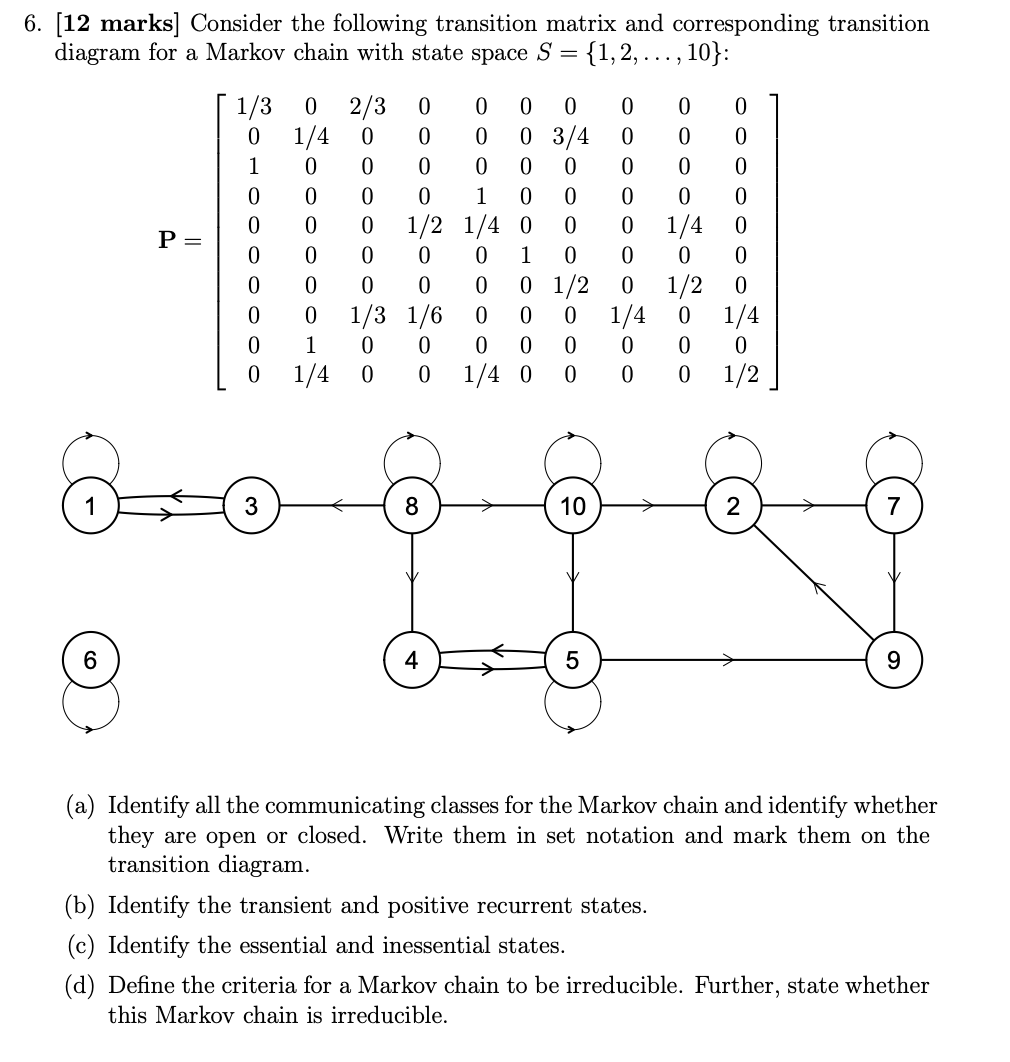 Solved 6. (12 marks] Consider the following transition | Chegg.com