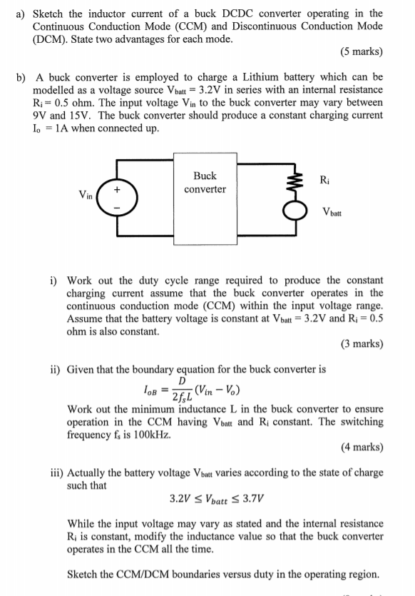 Solved a) Sketch the inductor current of a buck DCDC | Chegg.com