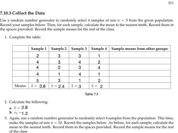 Solved 311 7.10.3 Collect the Data Use a random number | Chegg.com
