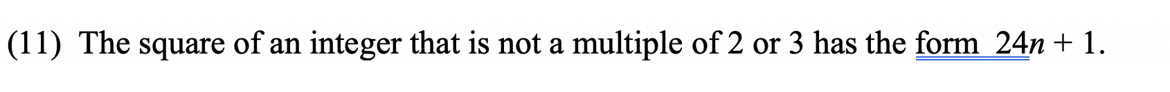 Solved (11) The square of an integer that is not a multiple | Chegg.com