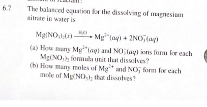 Solved The balanced equation for the dissolving of magnesium | Chegg.com