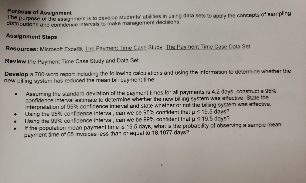 Purpose of Assignment purpose of the assignment is to | Chegg.com