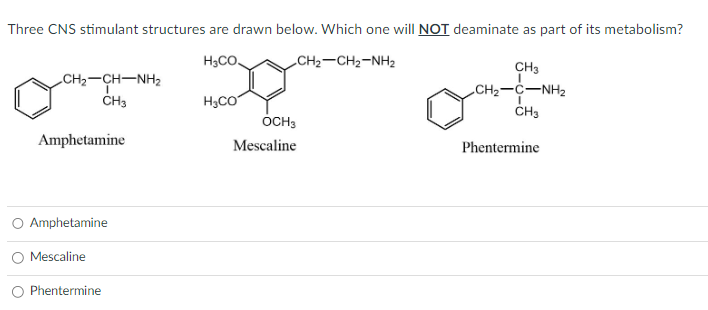 Solved Three CNS stimulant structures are drawn below. Which | Chegg.com