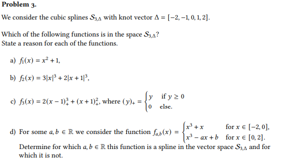 Solved Problem 3.We consider the cubic splines S3,Δ ﻿with | Chegg.com