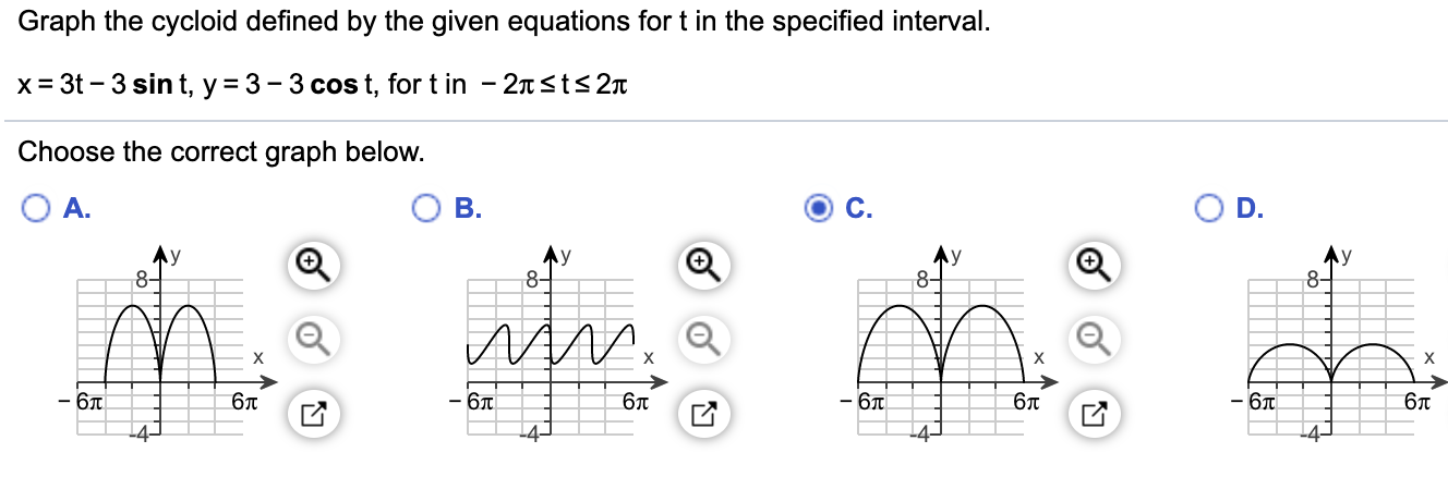 Solved Graph the cycloid defined by the given equations for | Chegg.com