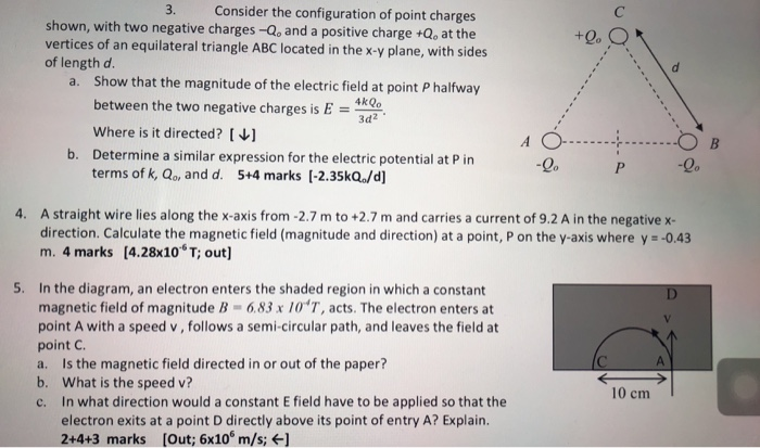 Solved 3. Consider the configuration of point charges shown, | Chegg.com