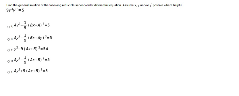 Solved O A Ay21 OB Ay?- (Bx+Ay) ?=5 Find the general | Chegg.com