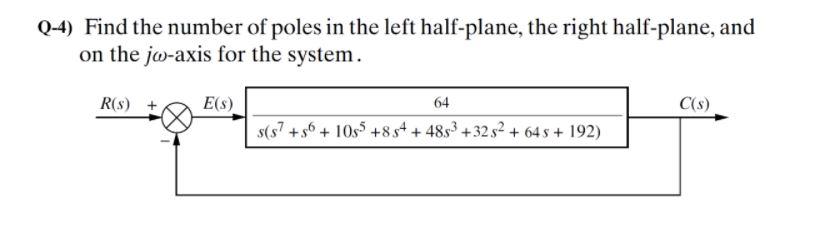 Solved Q-4) Find the number of poles in the left half-plane, | Chegg.com