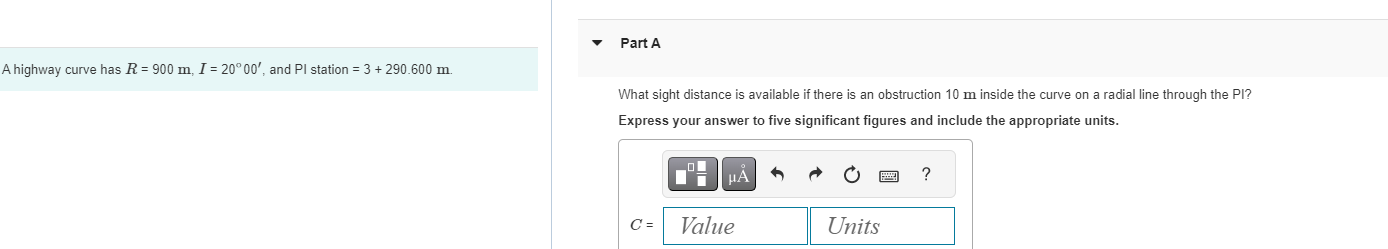 Solved A highway curve has R=900 m,I=20∘00′, and PI station | Chegg.com