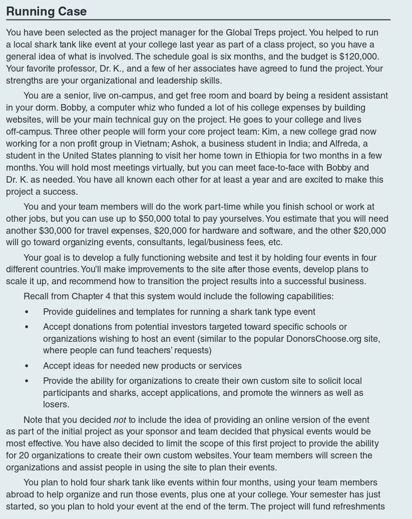 Solved Running Case You have been selected as the project | Chegg.com