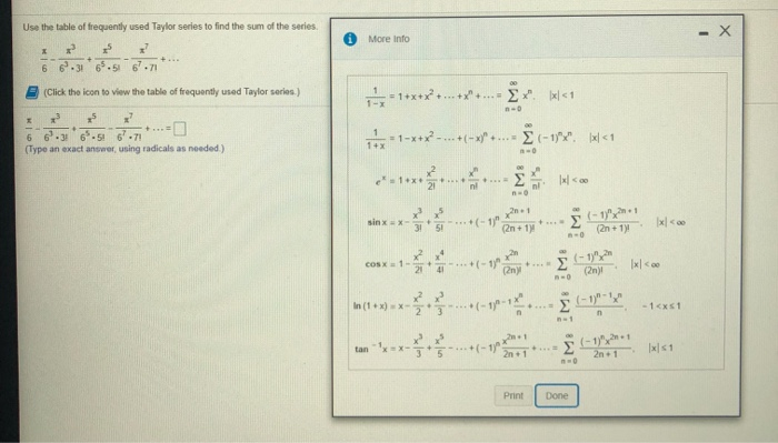 Solved Use the table of frequently used Taylor series to | Chegg.com