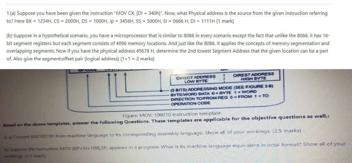 Solved 1. (a) Suppose you have been given the instruction | Chegg.com
