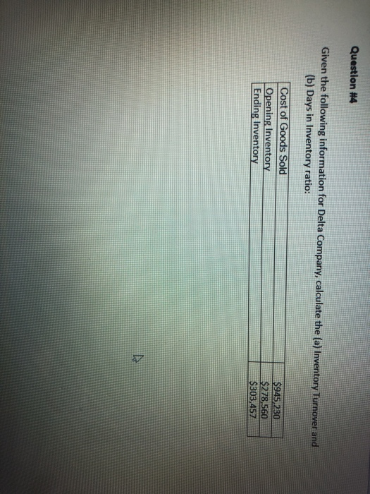 Solved Question #4 Given the following information for Delta | Chegg.com