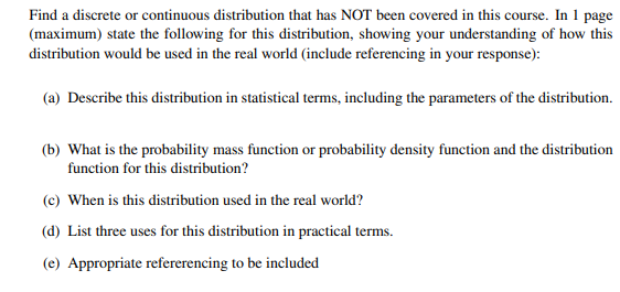 Solved Find A Discrete Or Continuous Distribution That Has