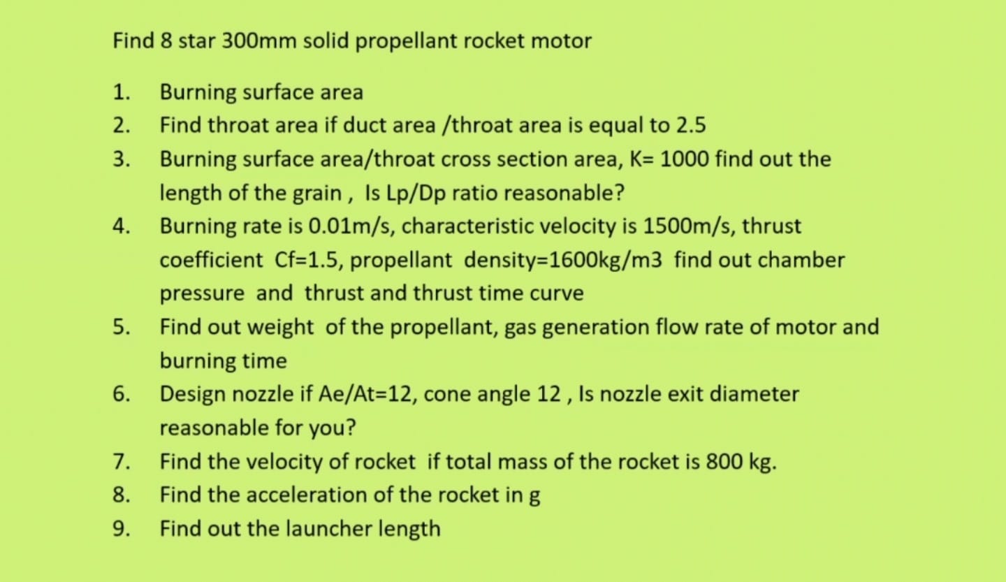 Find 8 star 300mm solid propellant rocket motor 1. | Chegg.com