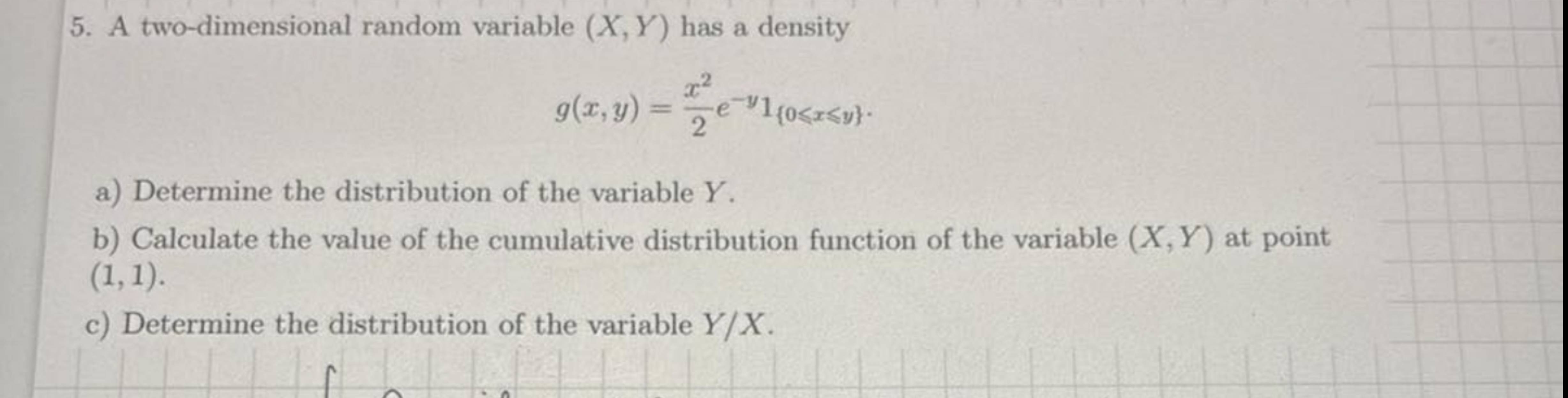 Solved A two-dimensional random variable (x,Y) ﻿has a | Chegg.com